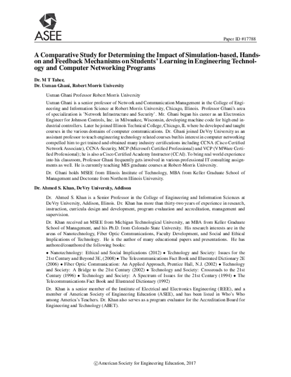 (PDF) A Comparative Study for Determining the Impact of Simulation ...
