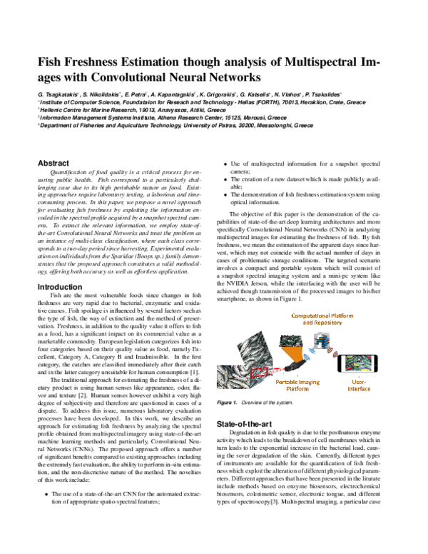 (PDF) Fish freshness estimation though analysis of multispectral images with convolutional ...