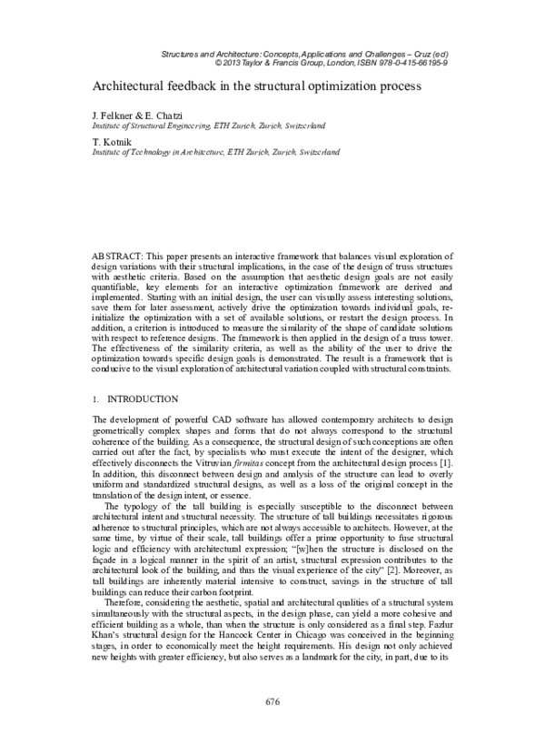 (PDF) Architectural feedback in the structural optimization process