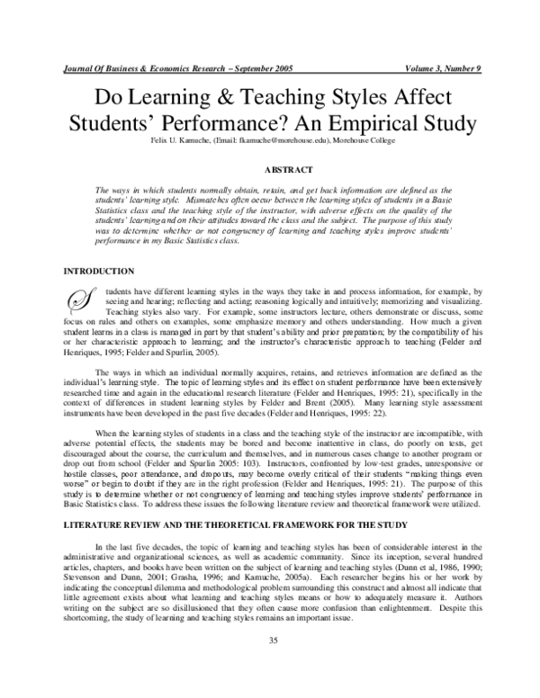 (PDF) Do Learning & Teaching Styles Affect Students Performance? An ...