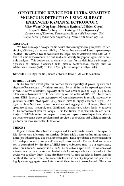 (PDF) Optofluidic Device for Ultra-Sensitive Molecule Detection Using ...