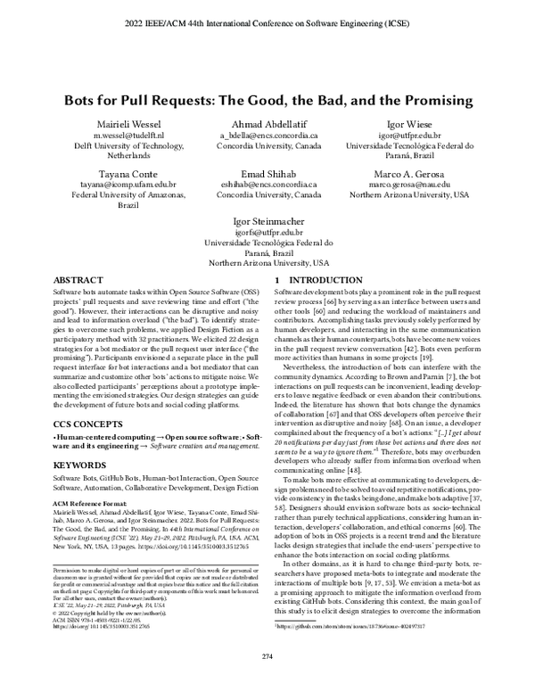 (PDF) Bots for pull requests | Marco A Gerosa - Academia.edu