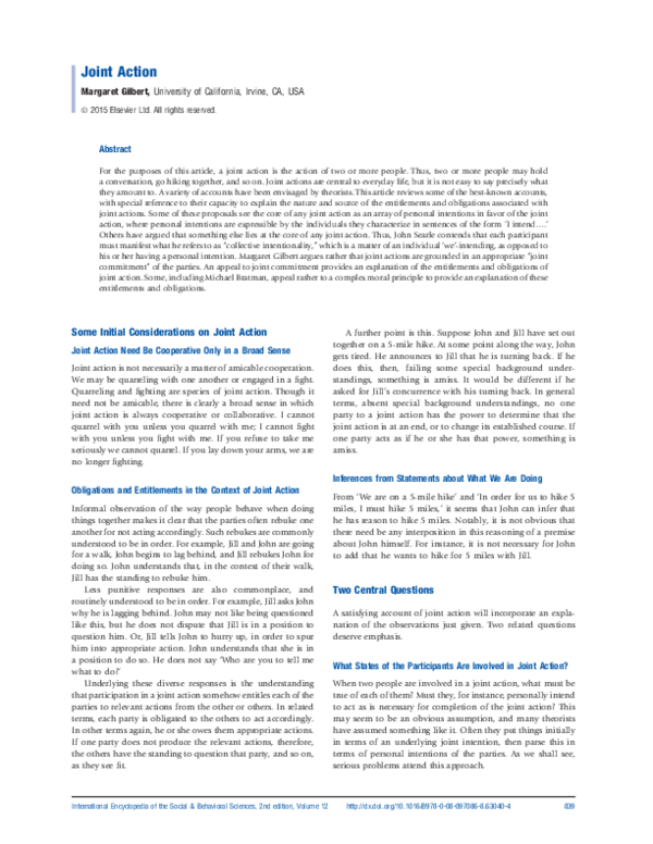 (PDF) Joint Action | Margaret Gilbert - Academia.edu