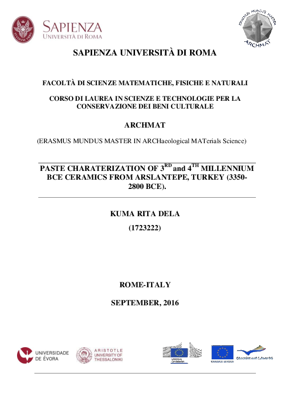 (PDF) Paste charaterization of 3rd and 4th millennium BCE ceramics from ...