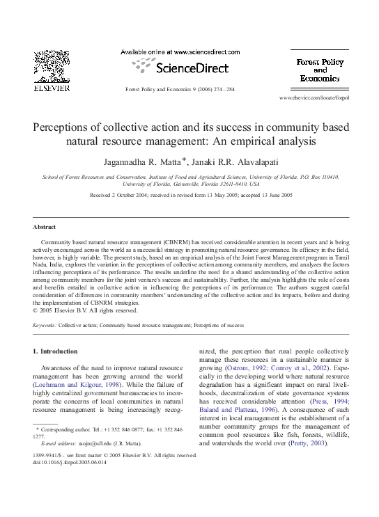 (PDF) Perceptions of collective action and its success in community ...