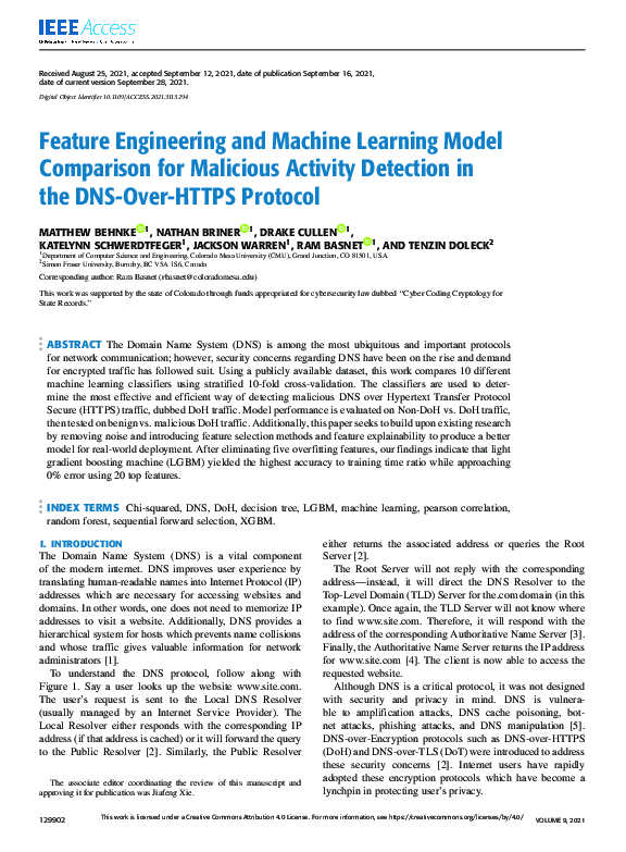 Pdf Feature Engineering And Machine Learning Model Comparison For Malicious Activity Detection