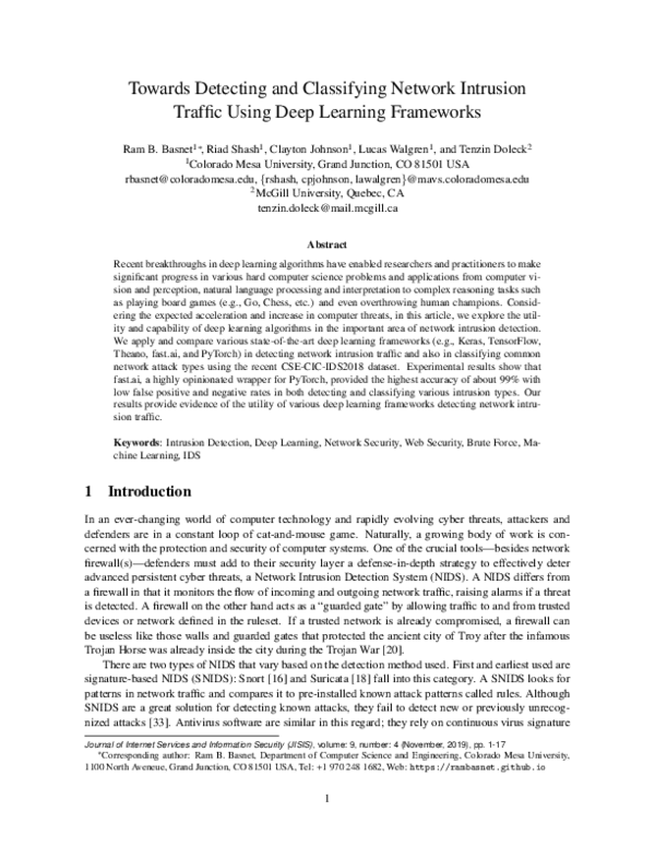 (PDF) Towards Detecting and Classifying Network Intrusion Traffic Using ...
