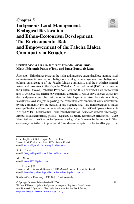 (PDF) Indigenous Land Management, Ecological Restoration and Ethno ...