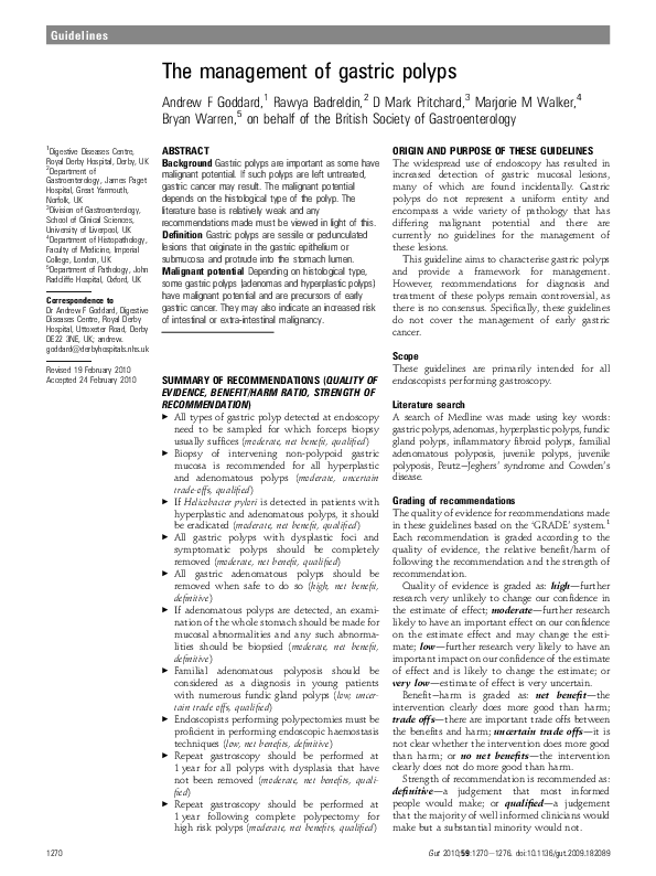 (PDF) The management of gastric polyps