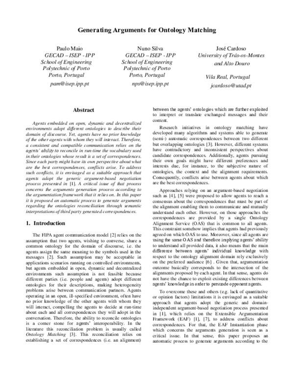 (PDF) Generating Arguments for Ontology Matching | JOSE ROGERIO CARDOSO - Academia.edu