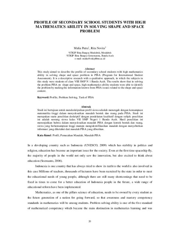 (PDF) Profile of Secondary School Students with High Mathematics ...