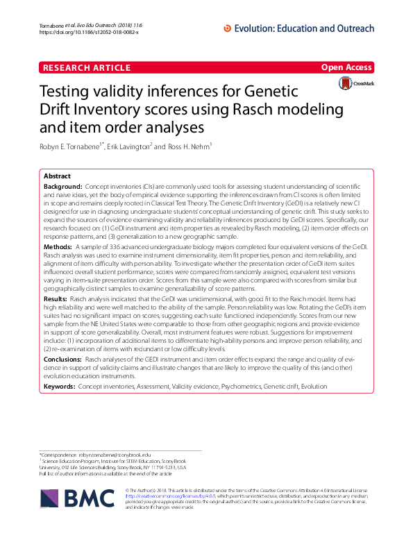 (PDF) Testing validity inferences for Genetic Drift Inventory scores ...