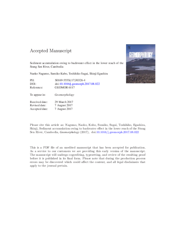 (PDF) Sediment accumulation owing to backwater effect in the lower ...