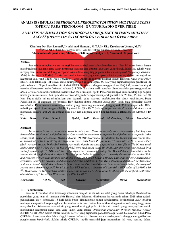 Pdf Analisis Simulasi Orthogonal Frequency Division Multiple Access 4170