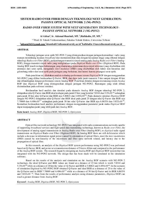 (PDF) Sistem Radio Over Fiber Dengan Teknologi Next Generation-passive Optical Network 2 (ng-pon2)