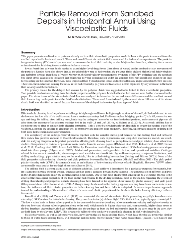 (PDF) Particle Removal From Sandbed Deposits in Horizontal Annuli Using ...