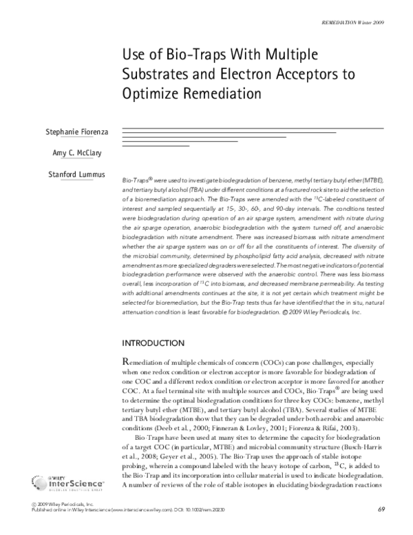(PDF) Use of bio-traps with multiple substrates and electron acceptors ...