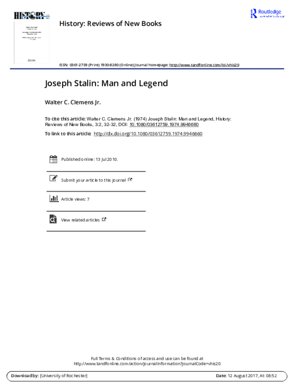(PDF) Joseph Stalin: Man and Legend