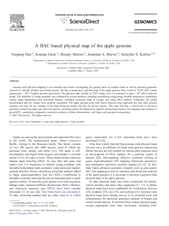 (PDF) A BAC-based physical map of the apple genome
