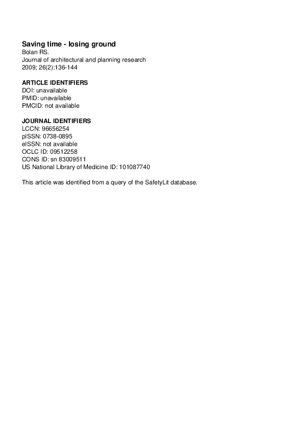 (PDF) Saving time - losing ground