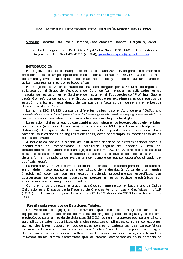 (PDF) Evaluación de estaciones totales según norma ISO 17.123-5