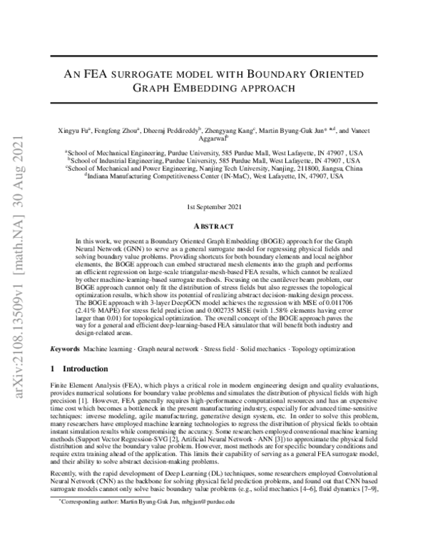 Pdf An Fea Surrogate Model With Boundary Oriented Graph Embedding Approach