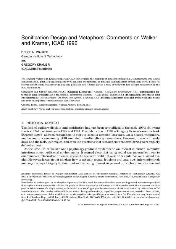 (PDF) Sonification design and metaphors