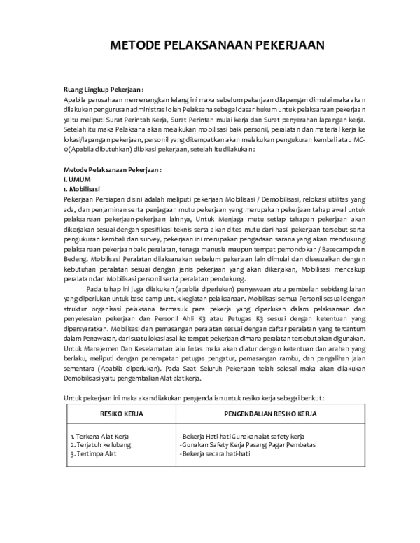 (PDF) METODE PELAKSANAAN PEKERJAAN