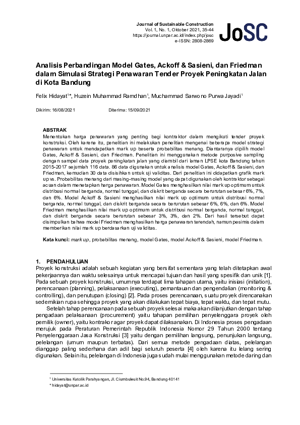 (PDF) Analisis Perbandingan Model Gates, Ackoff Sasieni, dan Friedman ...