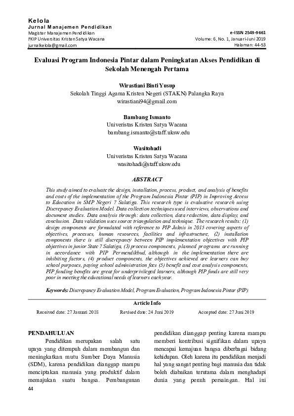 (PDF) Evaluasi Program Indonesia Pintar dalam Peningkatan Akses ...
