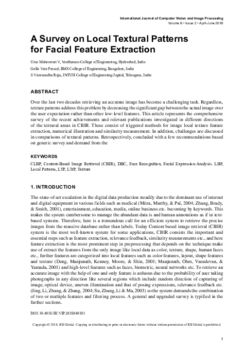 (PDF) A Survey on Local Textural Patterns for Facial Feature Extraction