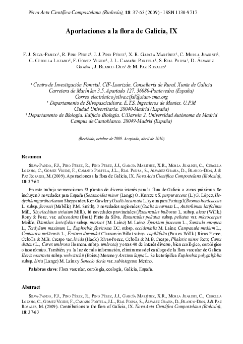 (PDF) Aportaciones a la flora de Galicia, X | Javier Silva - Academia.edu