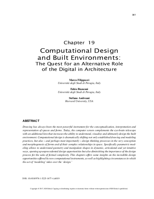 (PDF) Computational Design and Built Environments