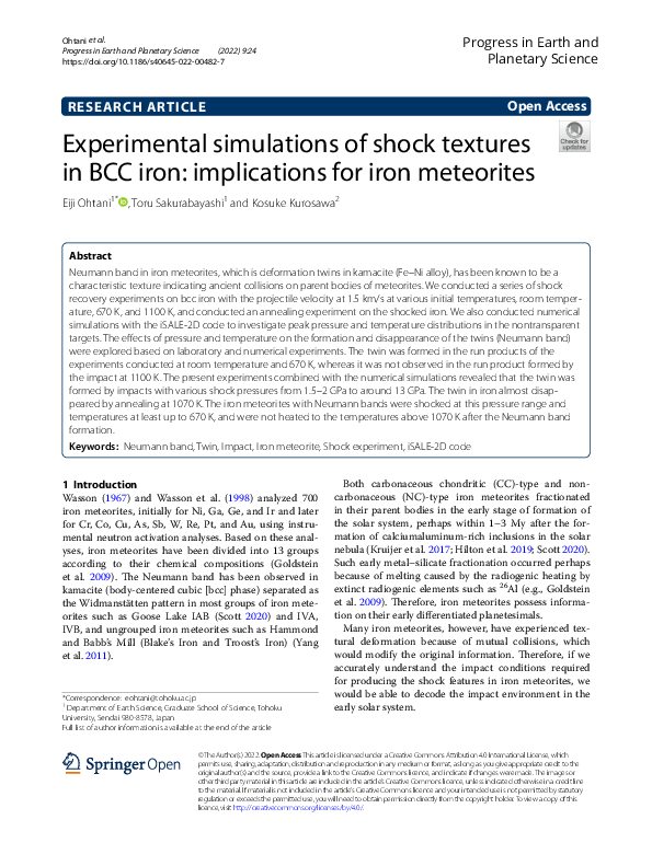 (PDF) Experimental simulations of shock textures in BCC iron ...