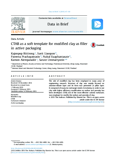 (PDF) CTAB as a soft template for modified clay as filler in active ...