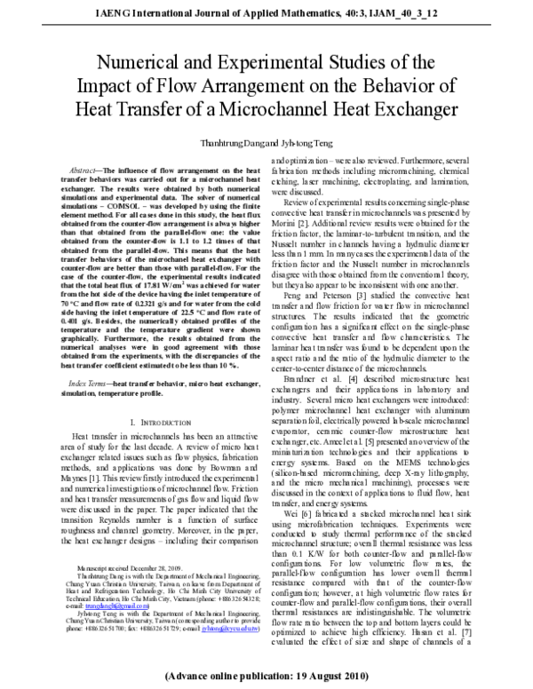 (PDF) Numerical and Experimental Studies of the Impact of Flow ...