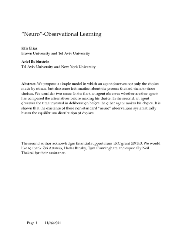 (PDF) “Neuro”-Observational Learning