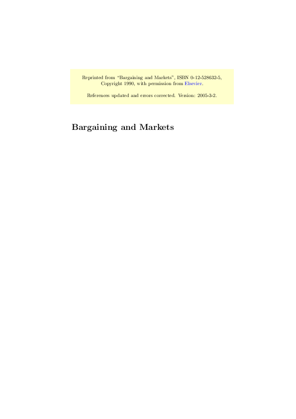 (PDF) Bargaining and Markets