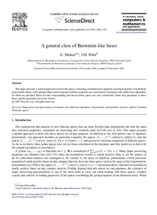 (PDF) A general class of Bernstein-like bases
