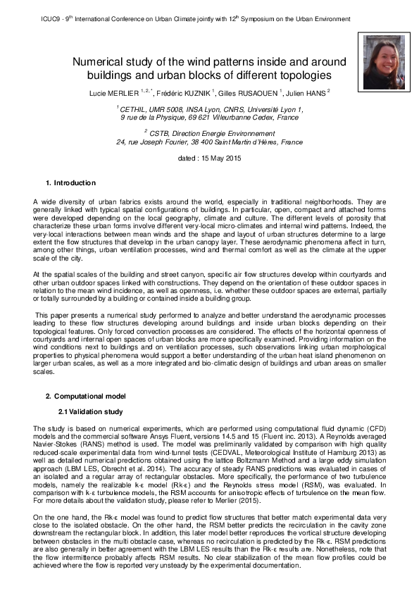 (PDF) Numerical study of the wind patterns inside and around buildings and urban blocks of ...