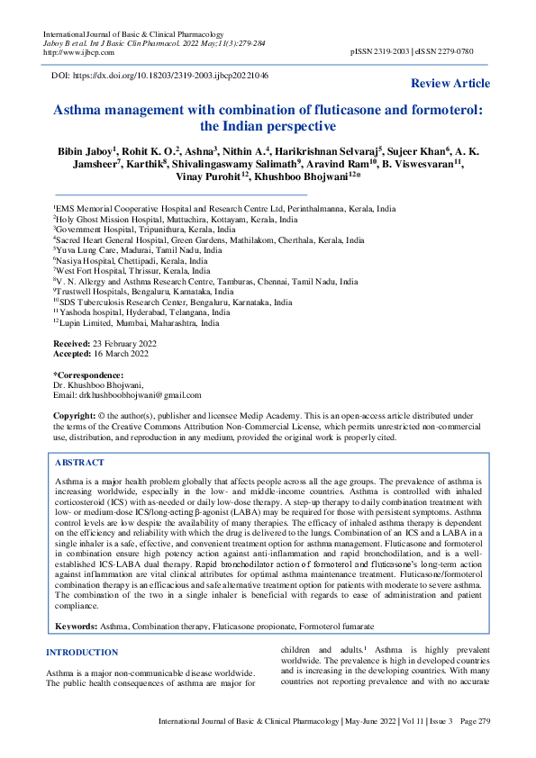 (PDF) Asthma management with combination of fluticasone and formoterol ...