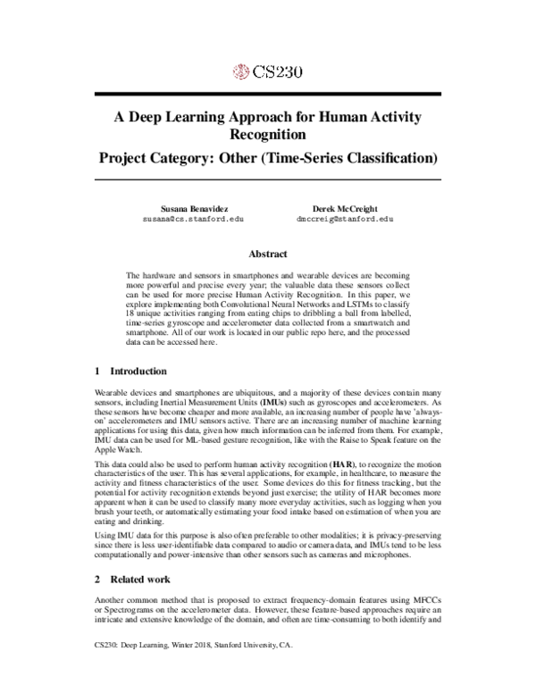 Pdf A Deep Learning Approach For Human Activity Recognition Project
