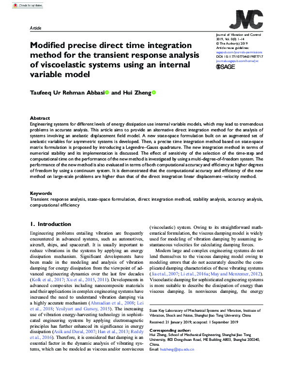 (PDF) Modified precise direct time integration method for the transient ...