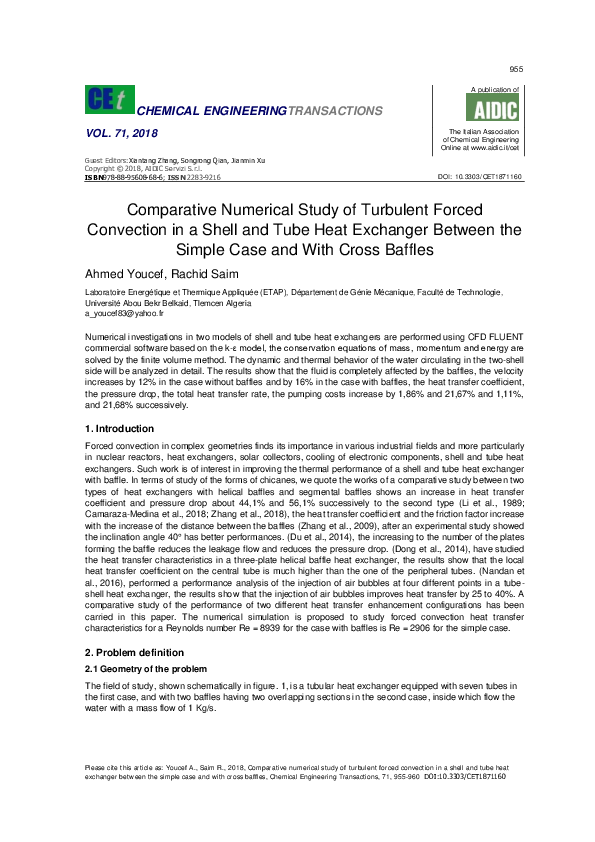 (PDF) Comparative Numerical Study of Turbulent Forced Convection in a Shell and Tube Heat ...