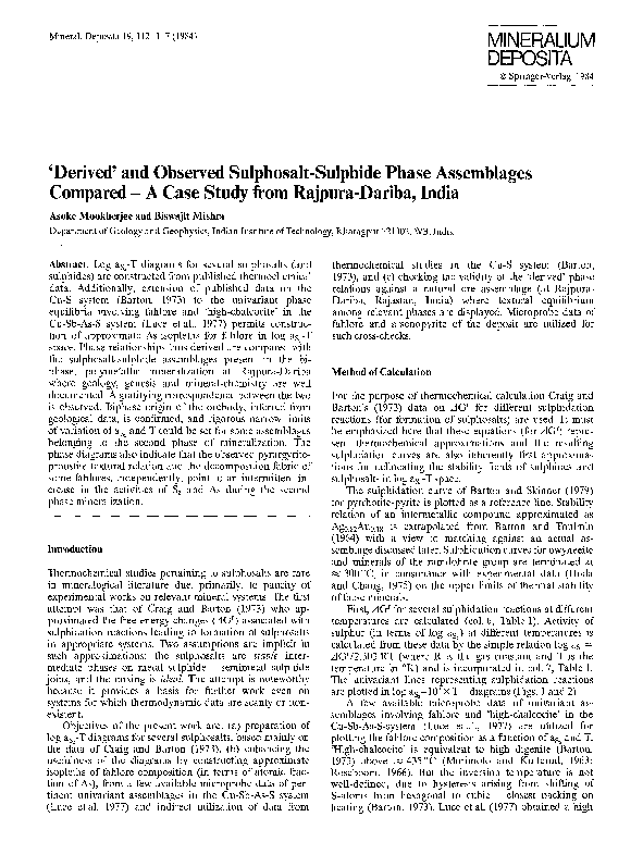 (PDF) ?Derived? and observed sulphosalt-sulphide phase assemblages ...