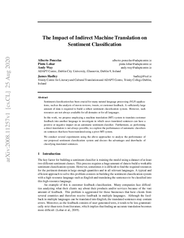 (PDF) The Impact of Indirect Machine Translation on Sentiment ...