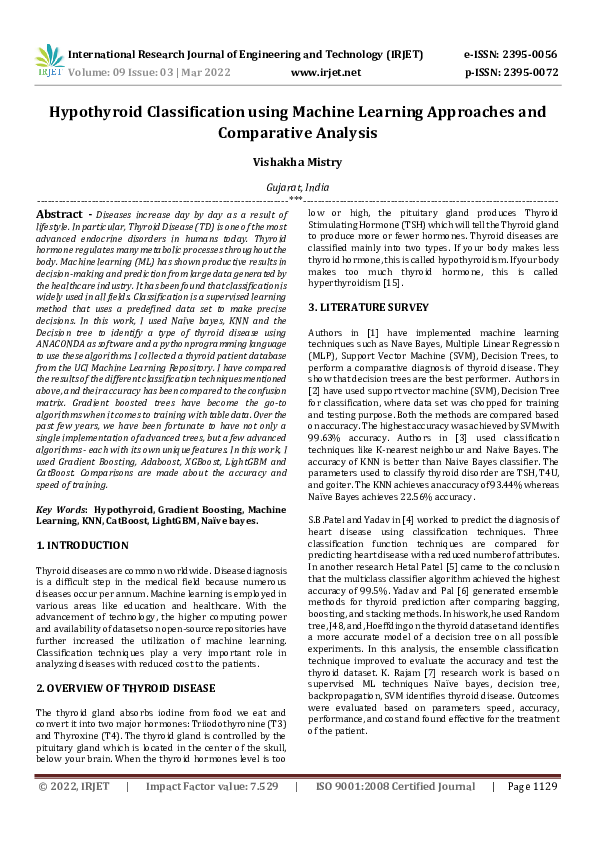 (PDF) Hypothyroid Classification using Machine Learning Approaches and ...