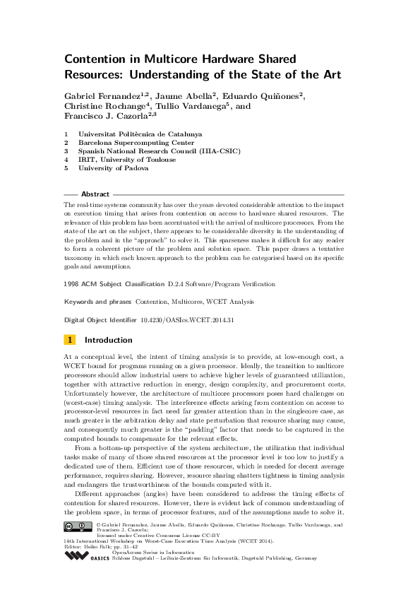 (PDF) Contention in Multicore Hardware Shared Resources: Understanding of the State of the Art