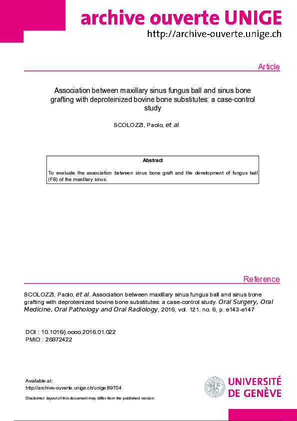 Pdf Association Between Maxillary Sinus Fungus Ball And Sinus Bone