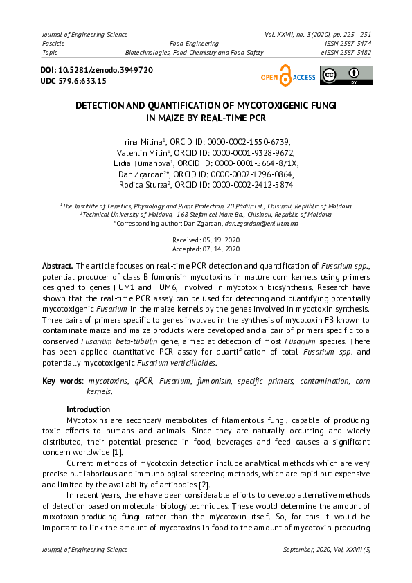 (PDF) Detection and Quantification of Mycotoxigenic Fungi in Maize by Real-Time PCR